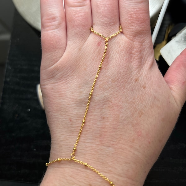 Beaded Hand Chain Bracelet by Caitlyn Minimalist • Beaded Hand Jewelry ...