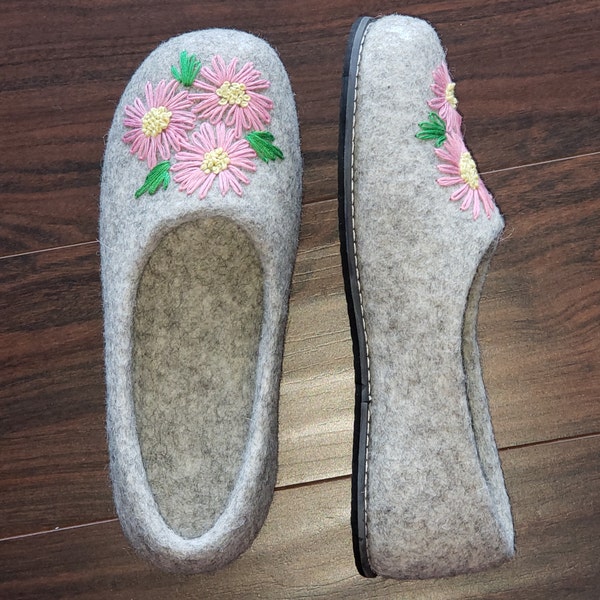 Handmade Felted Wool Slippers for Women - Eco- Friendly Boiled Wool ...