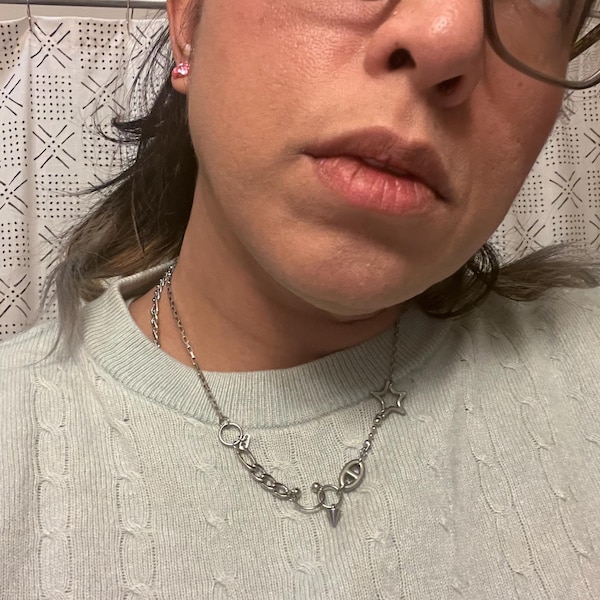 Stainless Steel Dangly Star Earrings Grunge Edgy Cyber Punk Alt Hoop ...