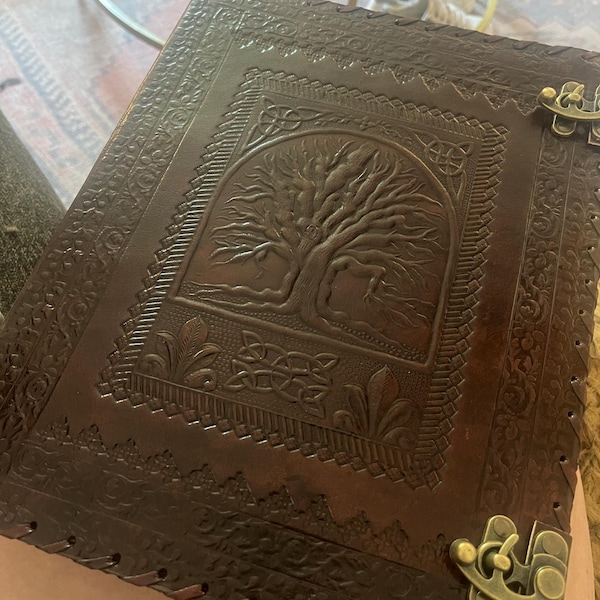 Handcrafted Leather Binder, Vintage Tree of Life Embossed Binder ...