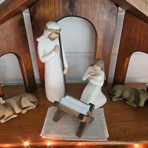 Nativity Manger /cradle for Willow Tree Nativity Wood Manger for Willow ...
