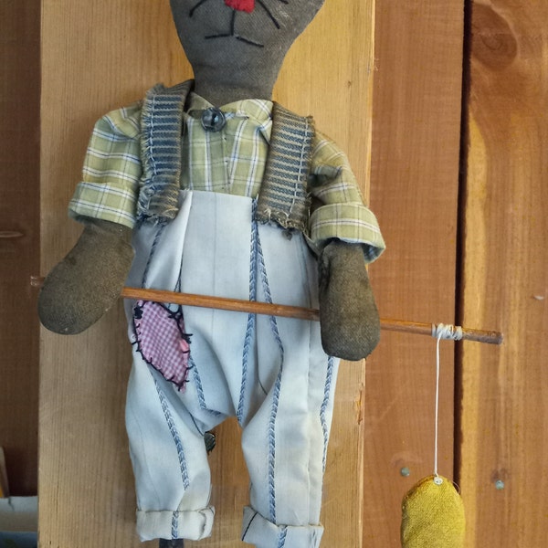 Cat Fishing EPATTERN -primitive Country Black Cat Cloth Doll Craft ...
