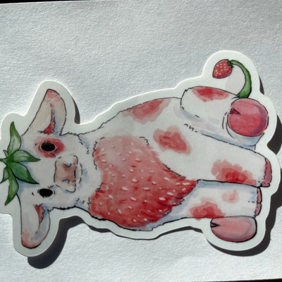 Strawberry Cow Sticker - Etsy