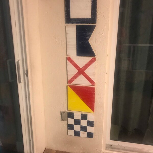 12" Wood Nautical Flag Wall Art. Custom Signal Flags. Nautical Gallery Wall Art. Nautical Home ...
