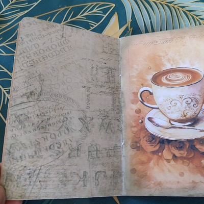 Coffee & Script, Papers, Junk Journal, Neutral, Brown, Dyed, Tea ...