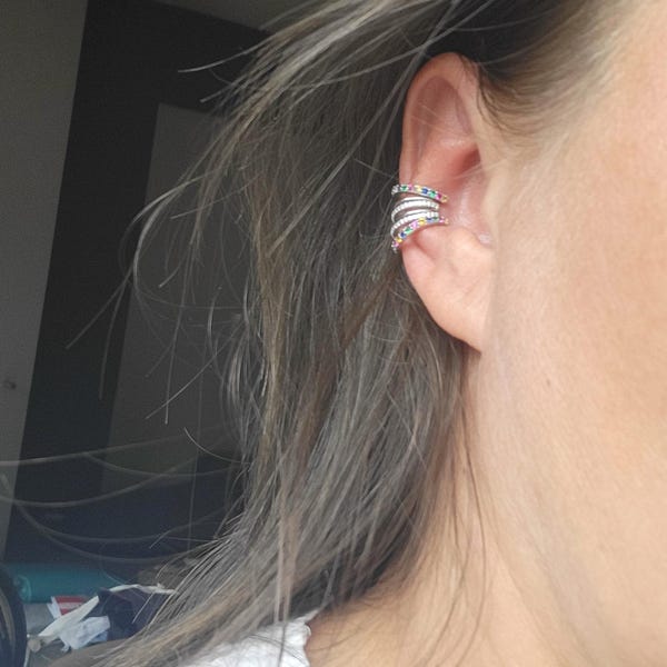 Rainbow Cz Conch Ear Cuff Earrings - Etsy