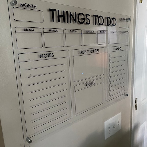 Custom Weekly Calendar | Dry Erase Wall Planner | Clear Note Board ...