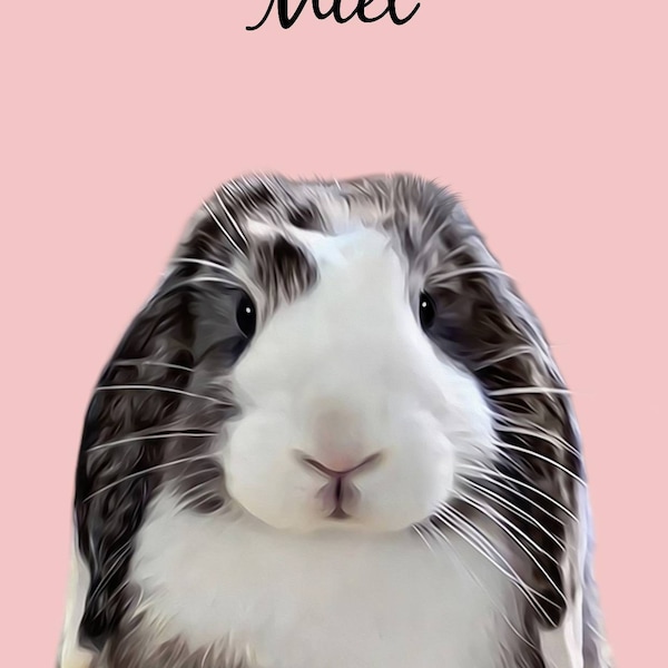 Custom Rabbit Portrait From Photo Rabbit Painting Pet Rabbit Lover Gift ...