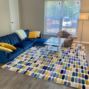 Hand Tufted Green Rug Modern High Low Rug Pebble Rug Multi Colored Rug ...