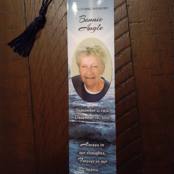 Personalized Memorial Bookmarks, Funeral Favors, Custom Bookmark #MPB1 ...