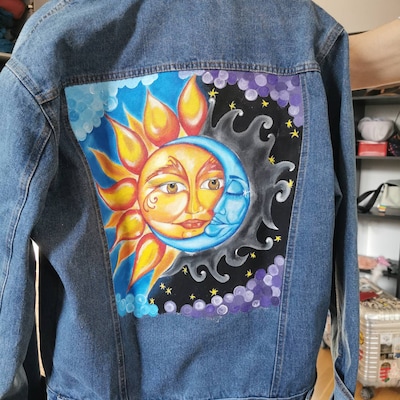 ANGEL Hand Painted Jeans Jacket - Etsy