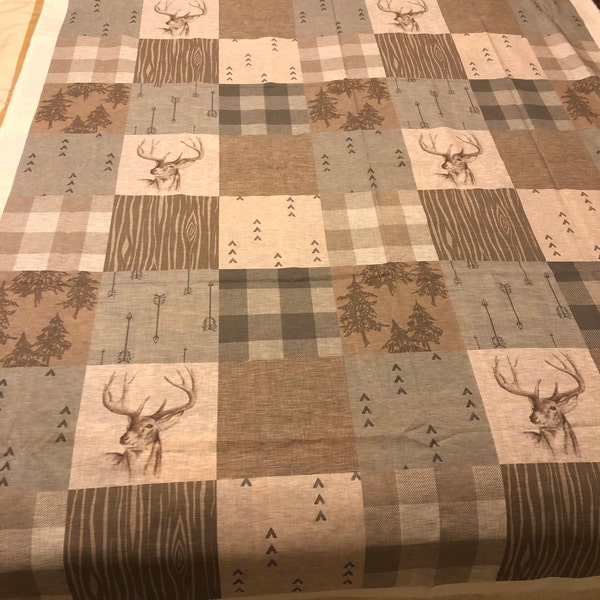 Log Cabin Fabric - Rustic Buck Imitation Wholecloth Quilt Soft Brown ...