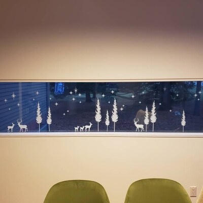 Stag Deer Forest Christmas Scene Window Stickers Dizzy Duck Designs ...