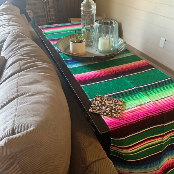 Mexican Serape Table Runner / Sarape Bed Runner / Mexican Fiesta Decor ...