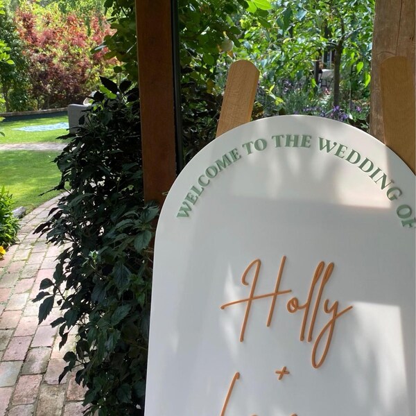 Wavy Whimsical Design Welcome Sign Semi Custom Acrylic Signage Wedding ...