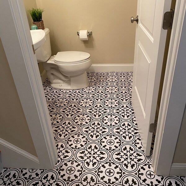 Floor Tile Stickers Vinyl Decal WATERPROOF REMOVABLE for Kitchen Bath ...