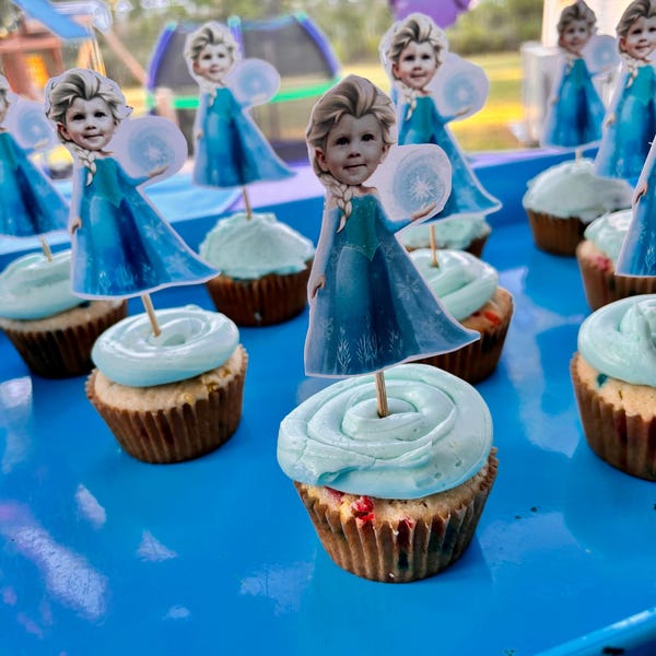 Frozen Elsa Personalized Face Cupcake Toppers - Etsy