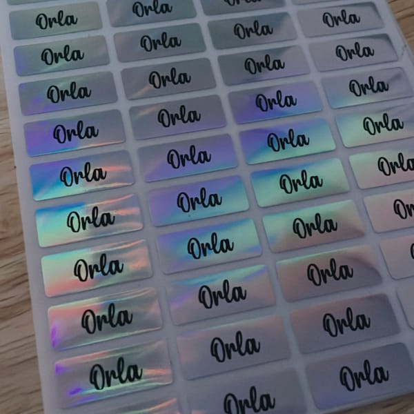 SILVER Hologram/silver/glitter Name Labels,custom Name Stickers ...