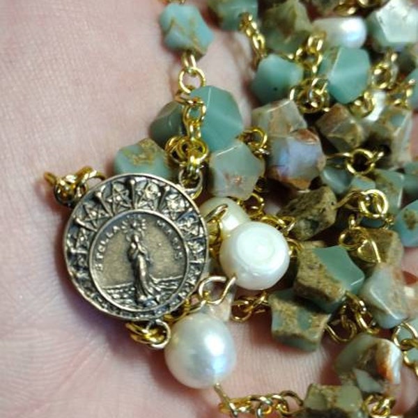 The Sacred Heart of Christ With Scroll Points Heirloom Bronze Rosary ...