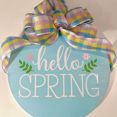 Hello Spring Flowers Svg, Digital Download, Round Door Hanger, Cricut ...