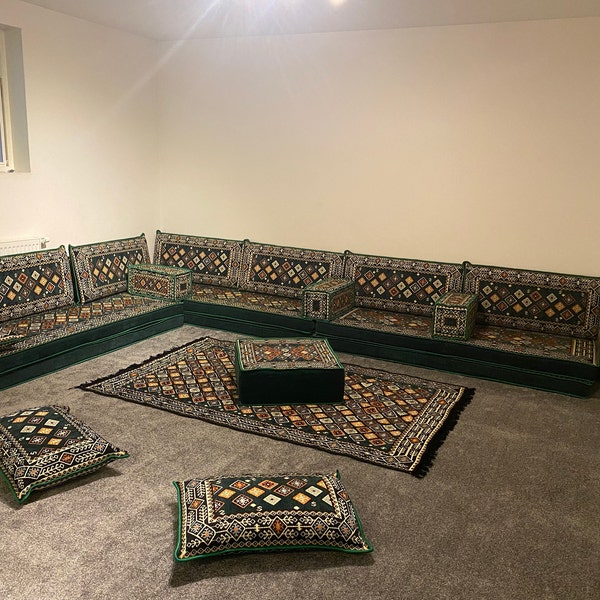 U Shaped Moroccan Sofa Set,arabic Sofa Floor Seating Set,floor Pillow ...