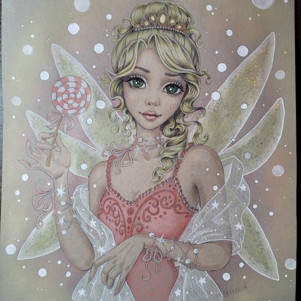 Sugar Plum Fairy Coloring Page Grayscale Illustration Instant Download ...