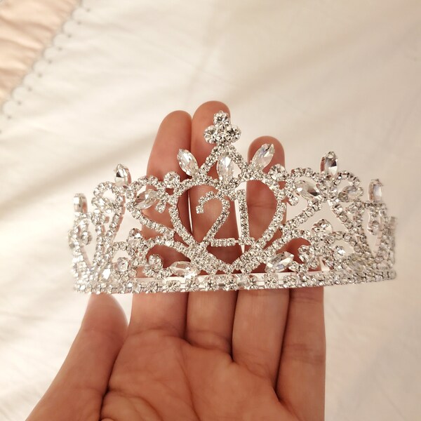 21 Tiara 21st Birthday Party Accessories Supplies, Crown Silver (21 ...