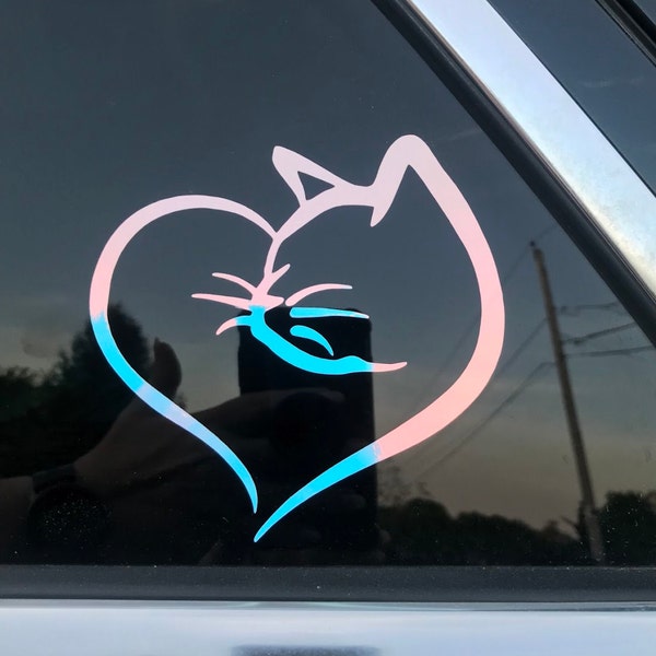 Cat Heart Vinyl Decal - Etsy