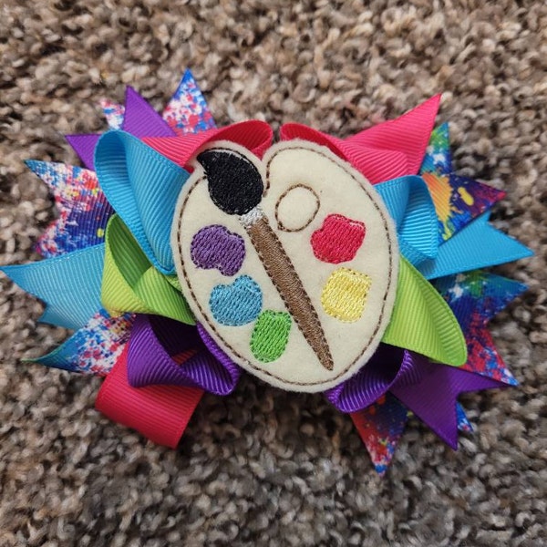 Artist Hair Bow, Art Palette Hair Bow, Hair Bows for Girls, Painter ...