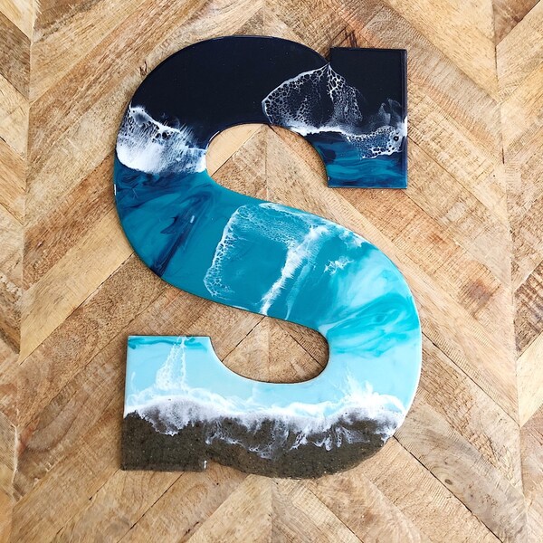 Beach Themed Letter for Wall, Monogram Initial Decor, Surf Art for Kids ...