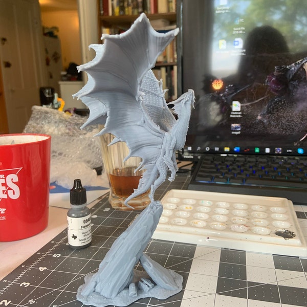 Gold Dragon Huge D&D 3D Resin Printed Miniature Dungeons and Dragons ...