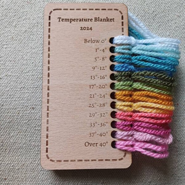 Crochet Knit Temperature Blanket 2024 2025 Shade Card and Button - Etsy
