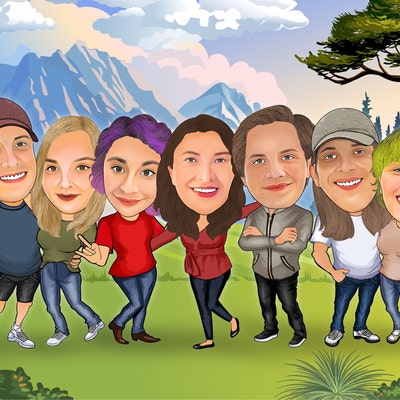 Custom Group Caricature Group Portrait Caricature From - Etsy Australia