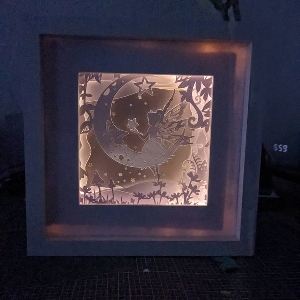 Fairy Moon Shadow Box, Lightbox SVG Paper Cut Shadow Box, Shadowbox ...