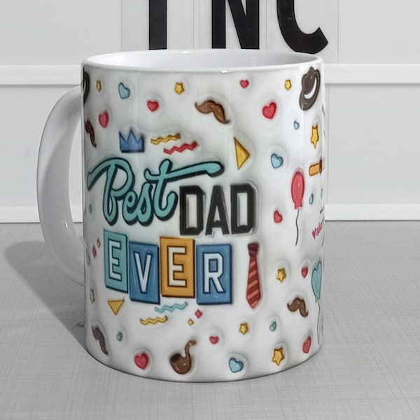 Personalized Dad Fist Bump Mug Wrap, Dad 3D Inflated 11oz Mug Template ...