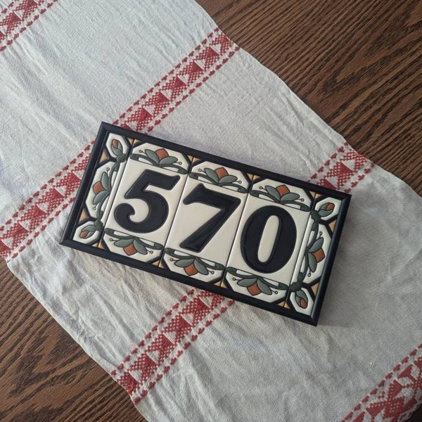 House Numbers Address Tiles Framed Set Custom Address Tiles Sign Hand ...