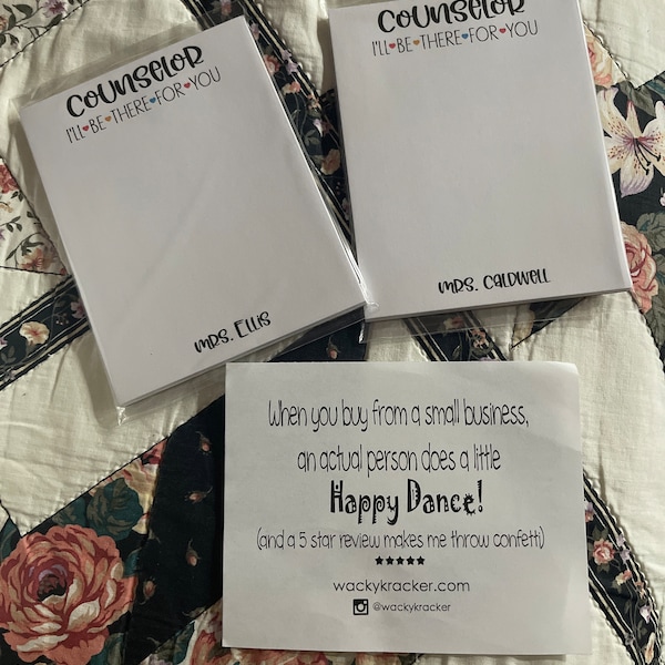 Counselor Notepads, Back to School Gift, Teacher Appreciation Gift ...
