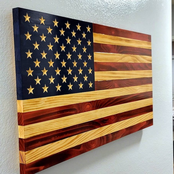 Rustic Flag (size 26x14), Customizable, Wooden Flag, Medium, Large ...