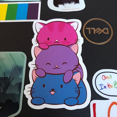 Kawaii Cats Bi Pride Sticker Cute Pride Cat Sticker for Laptop ...