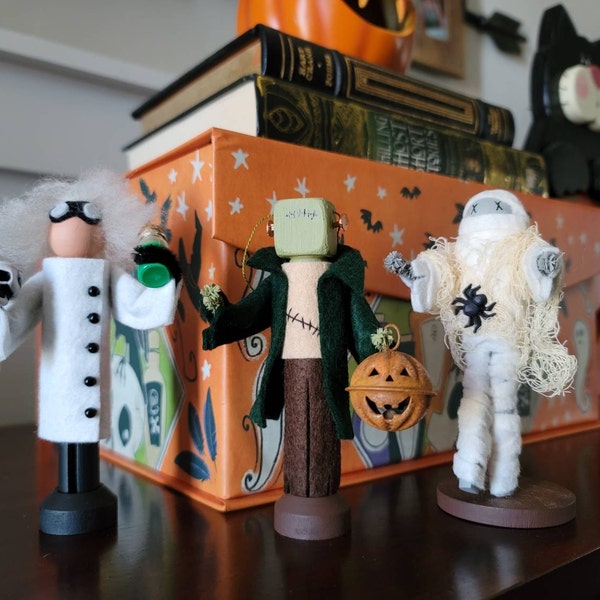 Frankenstein's Monster Ornament, Halloween Clothespin Ornament, Classic ...