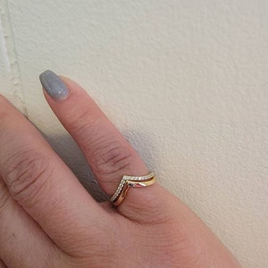 V Ring Set, Stacking Ring, Chevron Ring, Minimalist Ring, Wedding Band ...