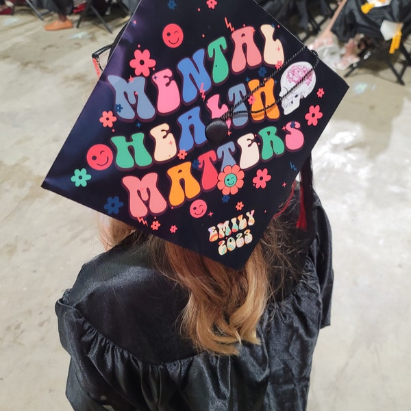 Mental Health Matters Graduation Cap Topper, Customized Psychology Cap ...