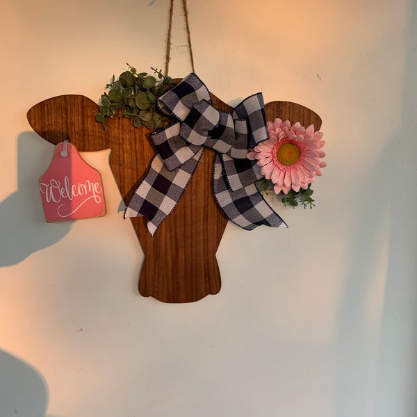 Cow Head Custom Farmhouse Inspired Door Hanger. Personalized Farmhouse ...
