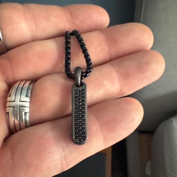 Men's Diamond Vertical Bar Pendant - Gold on Emerald Pavé Gemstones - Etsy