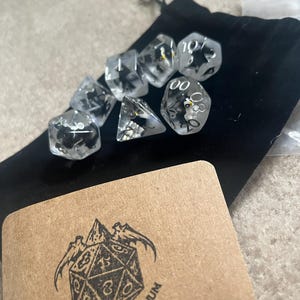 Swan Dnd Dice Set 7-piece Resin Dice Black Bird Dungeons and Dragons ...