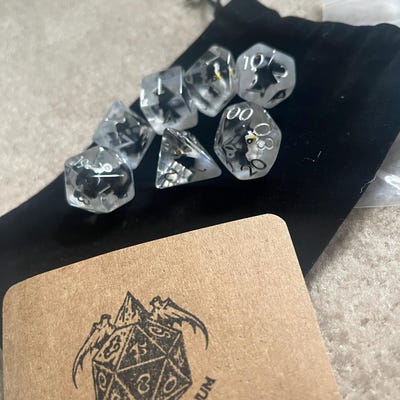 Swan Dnd Dice Set 7-piece Resin Dice Black Bird Dungeons and Dragons ...