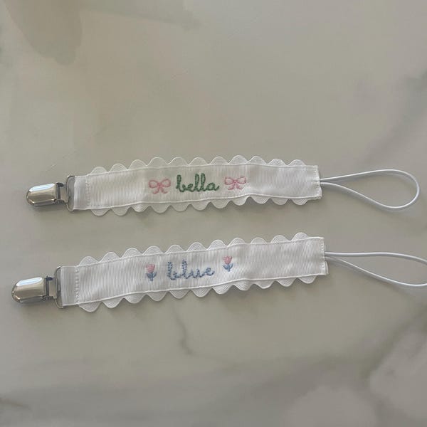 Monogrammed Pacifier Clip | Personalized Embroidered Paci Holder | Baby ...
