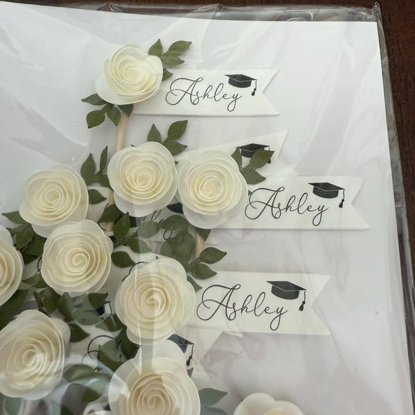 Happy Birthday Baby Cupcake Topper, Pink Rose Personalize Baby Shower ...