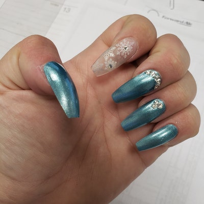 Ready to Ship Frost Snowflake Nails Winter Nails Holiday Nails Matte ...