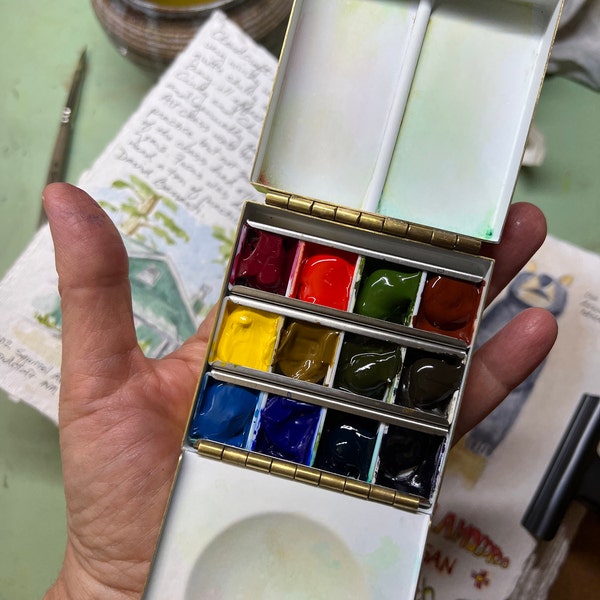 Mini Paintbox, Brass Watercolor Palette, Handmade Brass Palette, Brass ...